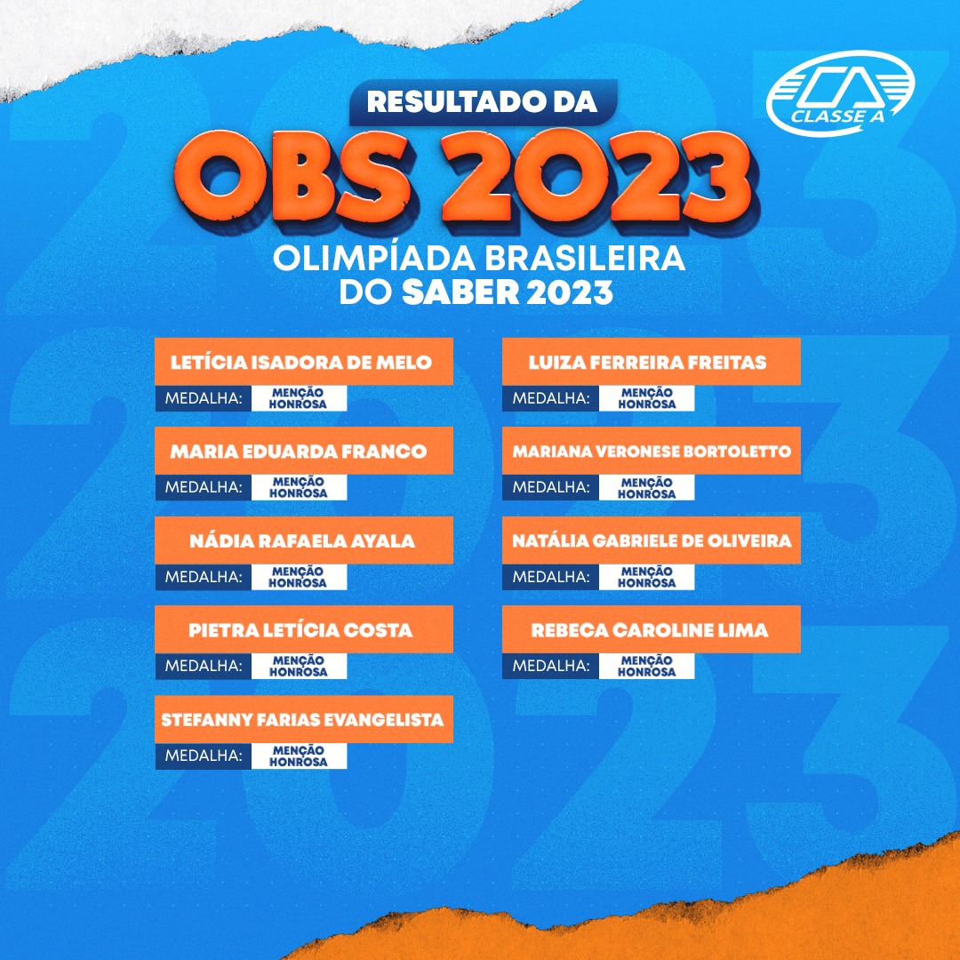 OBS – Olimpíada Brasileira do Saber – Colégio Classe A